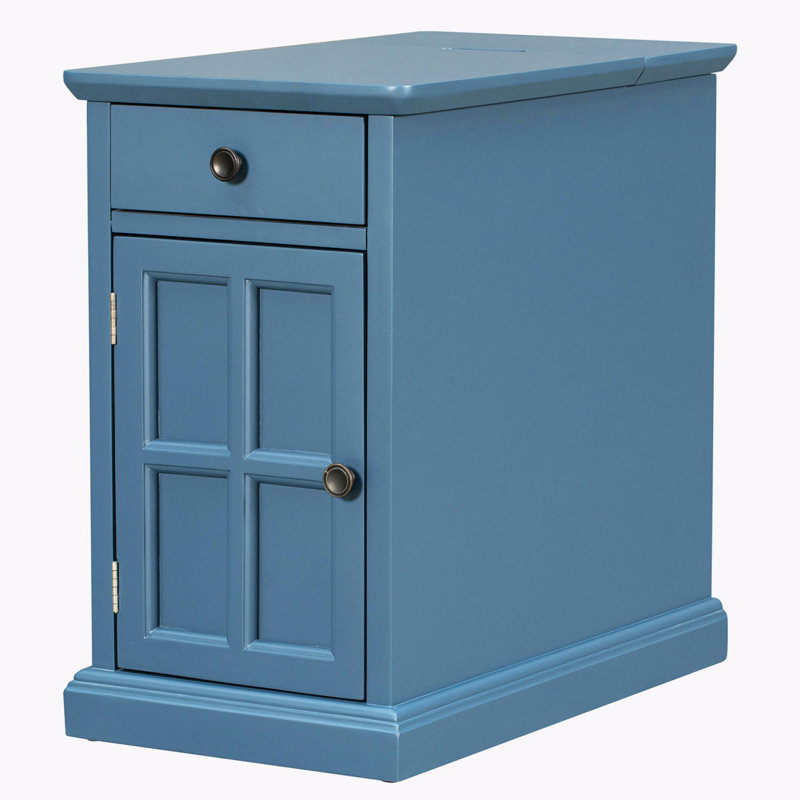 Canora Grey End Table Side Table with USB Ports and One Multifunctional Drawer with cup holders